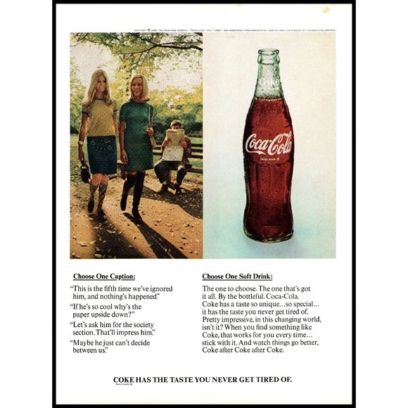 Coca Cola | Art | 968 Coca Cola Coke Bottle Vintage Print Ad Walk In The Park Boots Wall Art ...